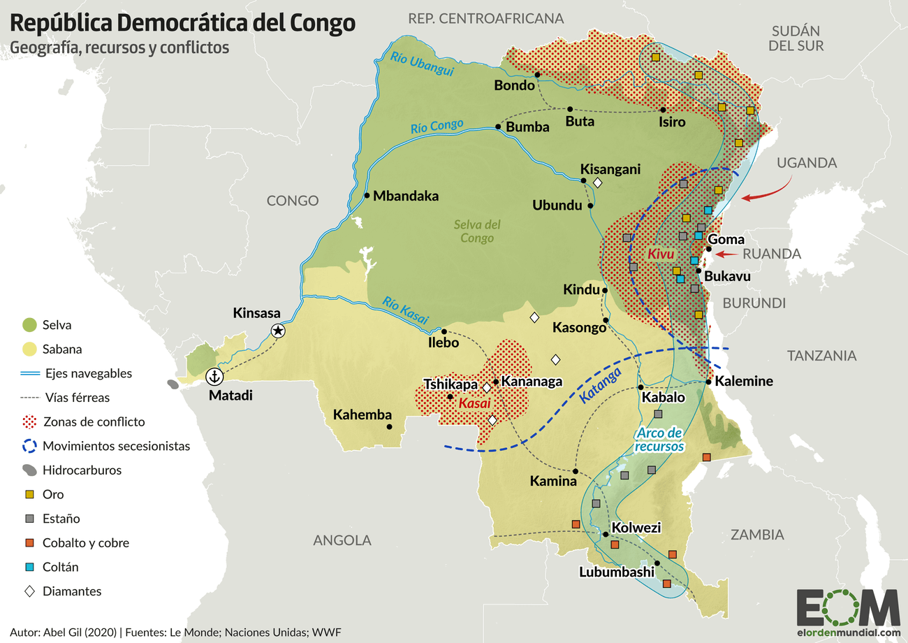 Mapa De La República Del Congo Oriental