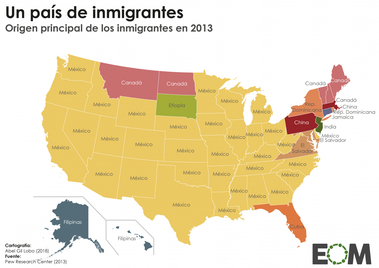 ¿De dónde proceden los inmigrantes en Estados Unidos? - Mapas de El ...