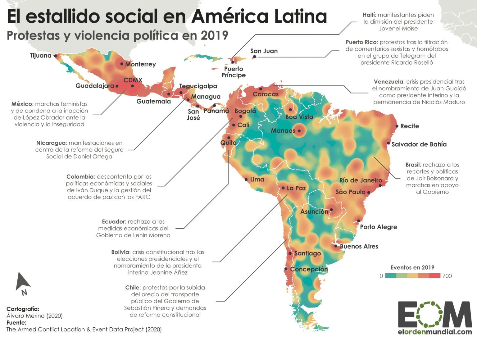 Las protestas en América Latina en 2019 - Mapas de El Orden Mundial - EOM
