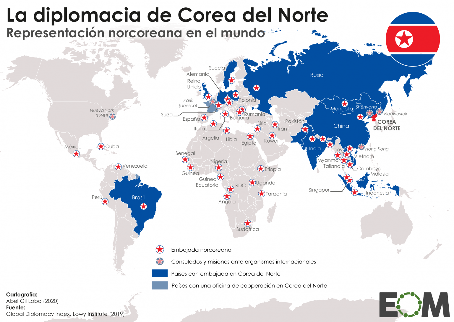 Las embajadas de Corea del Norte - Mapas de El Orden Mundial - EOM