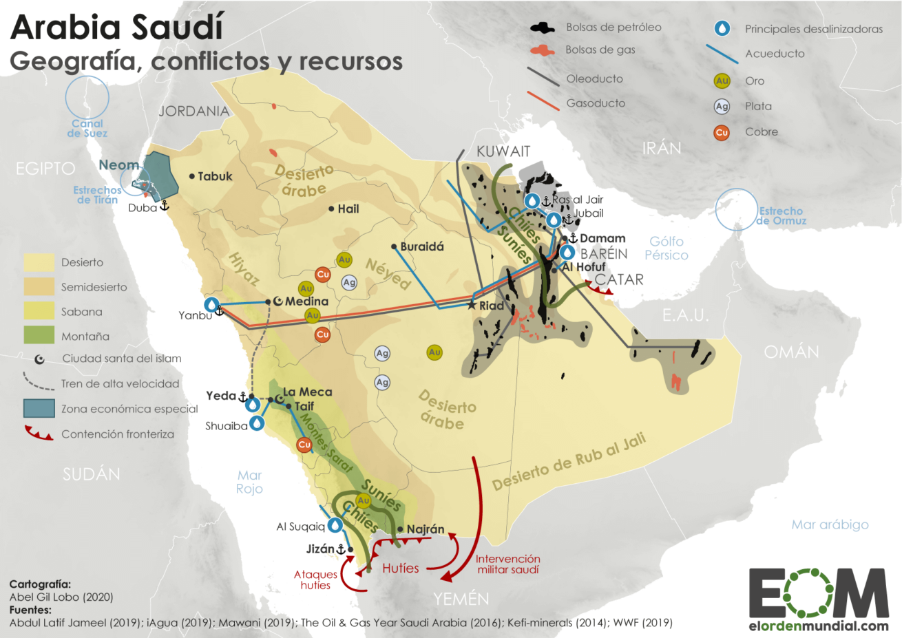 La geopolítica de Arabia Saudí - Mapas de El Orden Mundial - EOM