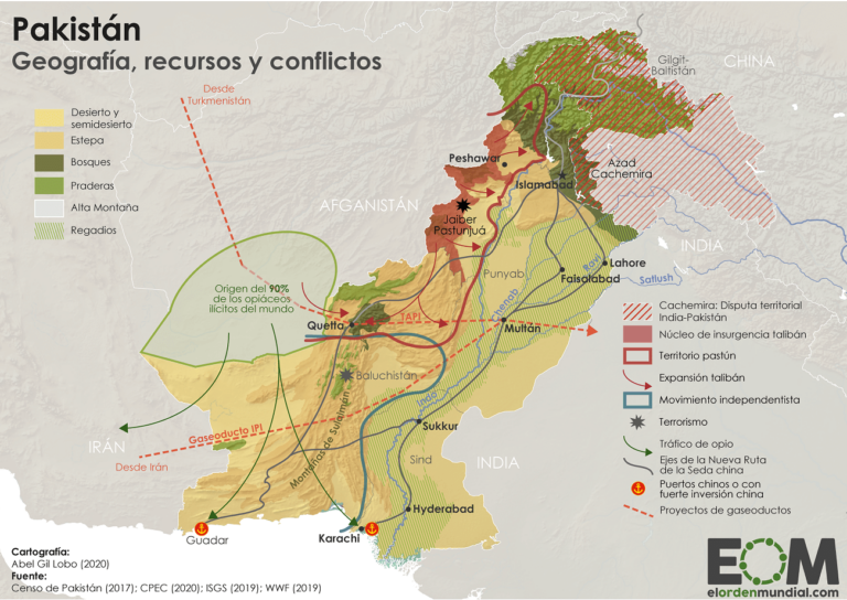 La geopolítica de Pakistán - Mapas de El Orden Mundial - EOM