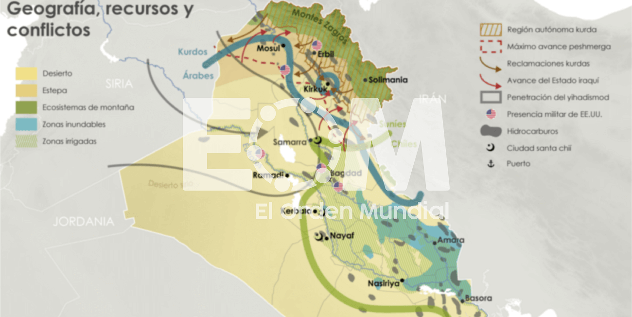 El mapa de la geopolítica de Irak - Mapas de El Orden Mundial - EOM