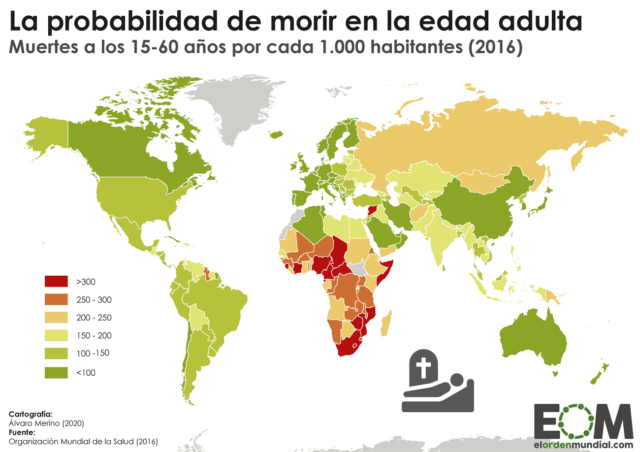 La probabilidad de morir siendo un adulto en el mundo - Mapas de El ...