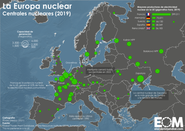 El mapa de las centrales nucleares en Europa - Mapas de El Orden ...