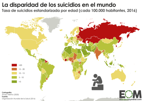 El mapa de la tasa de suicidios en el mundo - Mapas de El Orden Mundial ...