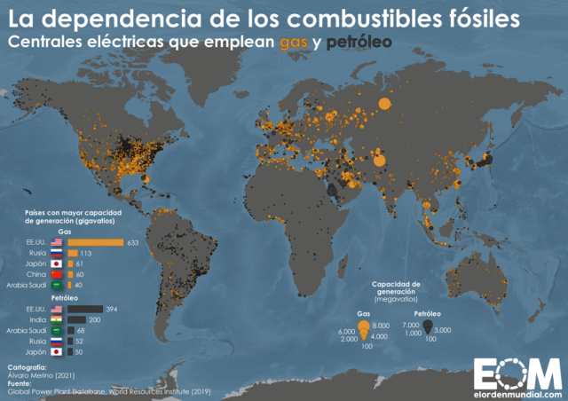 El mapa de las centrales de gas y petróleo en el mundo - Mapas de El Orden Mundial - EOM