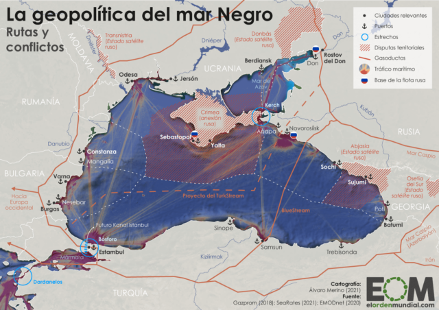 El mapa de la geopolítica del mar Negro - Mapas de El Orden Mundial - EOM