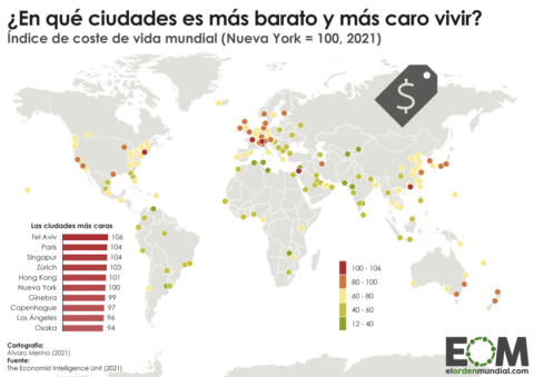 El mapa del coste de vida en las ciudades del mundo - Mapas de El Orden Mundial - EOM