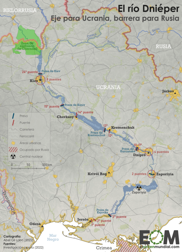 El mapa del Dniéper, el río que vertebra Ucrania - Mapas de El Orden ...