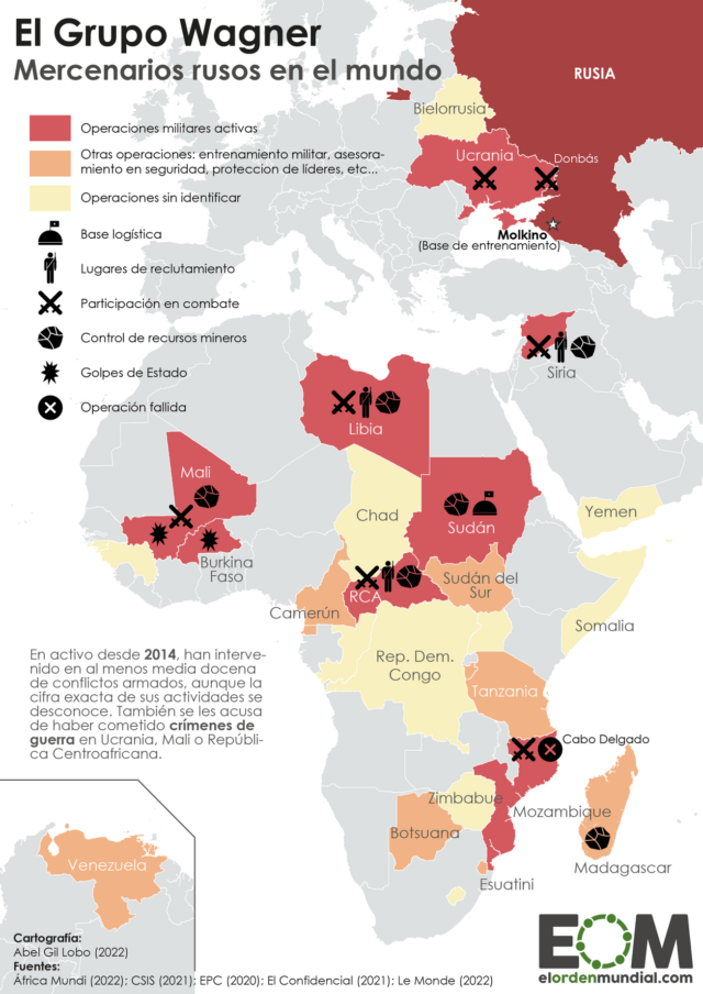 El mapa del Grupo Wagner, el brazo paramilitar del Kremlin - Mapas de ...