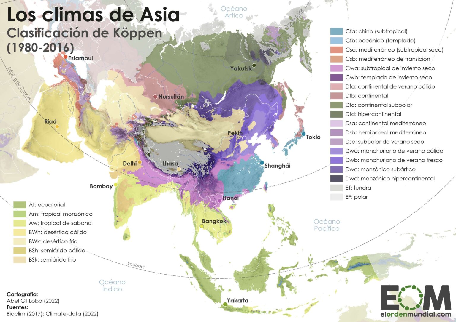 El mapa de los climas de Asia - Mapas de El Orden Mundial - EOM