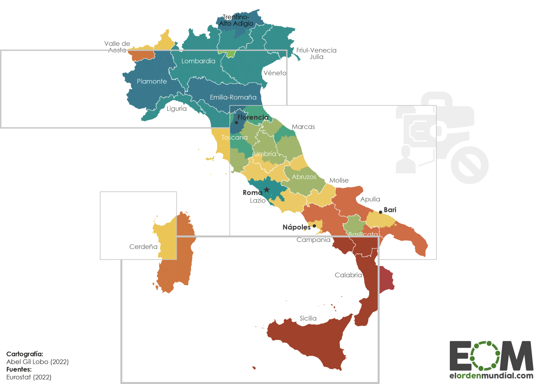 Cinco mapas para entender la división socioeconómica de Italia - Mapas ...