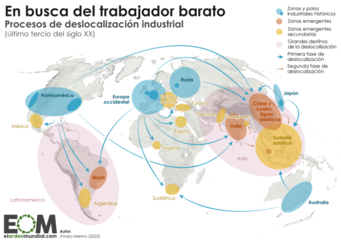 El mapa de la deslocalización industrial durante el siglo XX - Mapas de El Orden Mundial - EOM