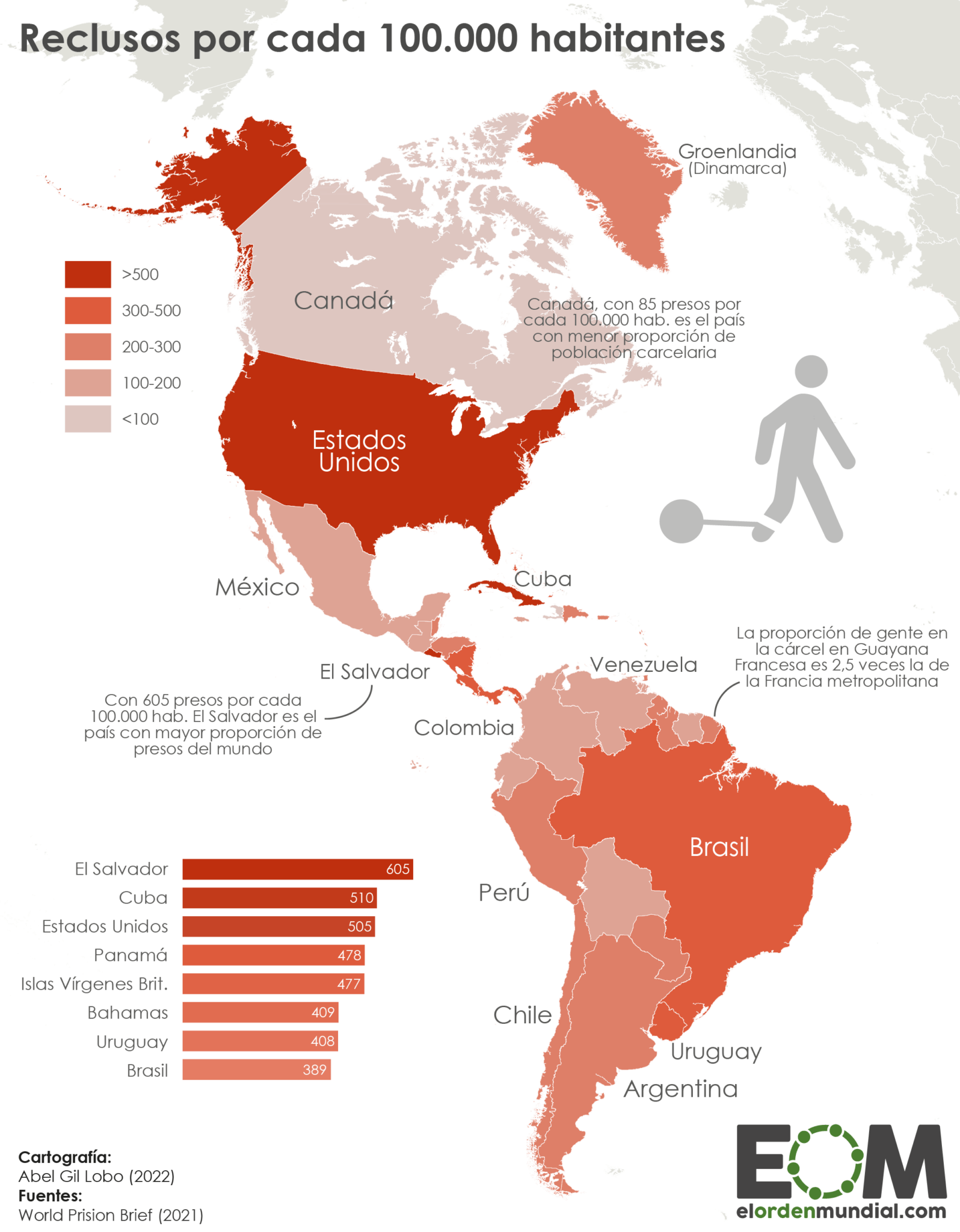El mapa de la población carcelaria en América - Mapas de El Orden Mundial - EOM