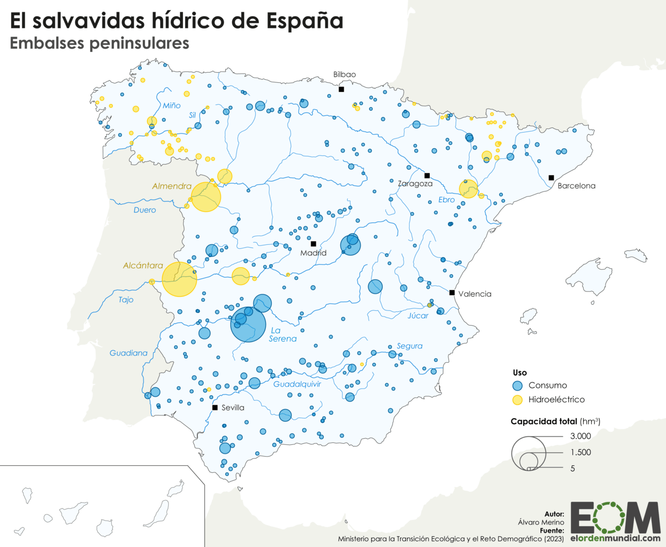 El mapa de los embalses de España - Mapas de El Orden Mundial - EOM