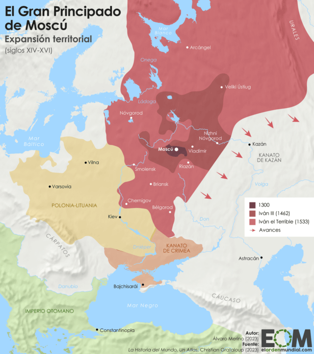 El mapa del Gran Principado de Moscú, el origen histórico de Rusia ...