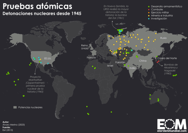 El mapa de las detonaciones nucleares de la historia - Mapas de El Orden Mundial - EOM