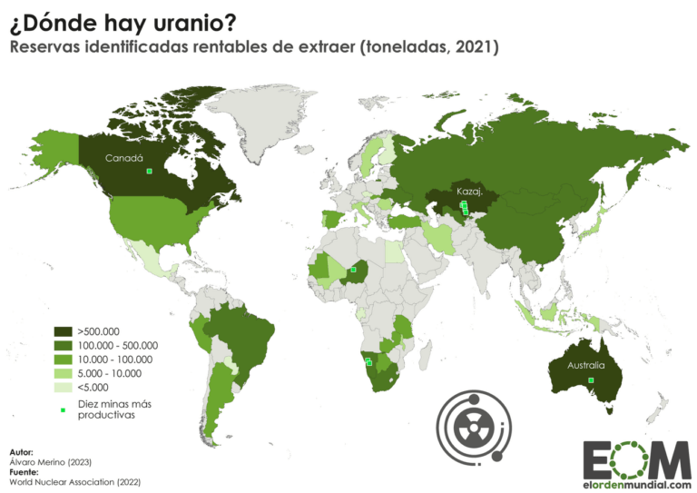 El mapa de las reservas de uranio en el mundo - Mapas de El Orden Mundial - EOM