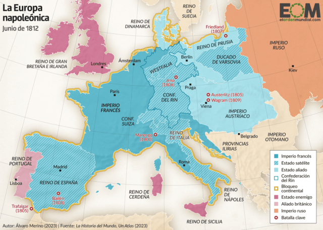 El mapa de la Europa de Napoleón - Mapas de El Orden Mundial - EOM