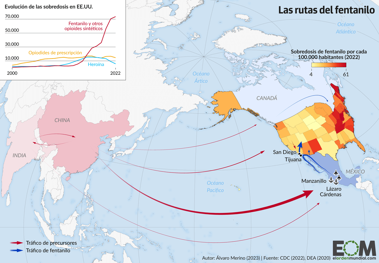 Fabricado en China, cocinado en México y consumido en EE.UU.: la ruta global del fentanilo ...