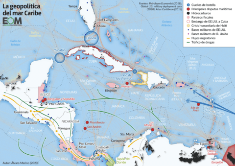 El mapa de la geopolítica del mar Caribe - Mapas de El Orden Mundial - EOM