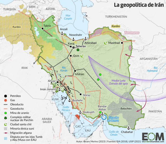 El mapa de la geopolítica de Irán - Mapas de El Orden Mundial - EOM