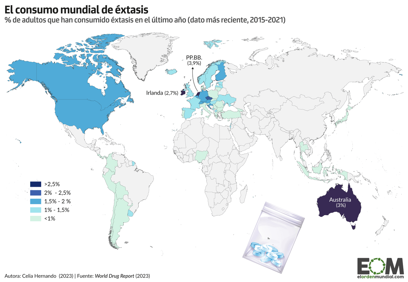 El mapa del consumo de éxtasis en el mundo - Mapas de El Orden Mundial - EOM