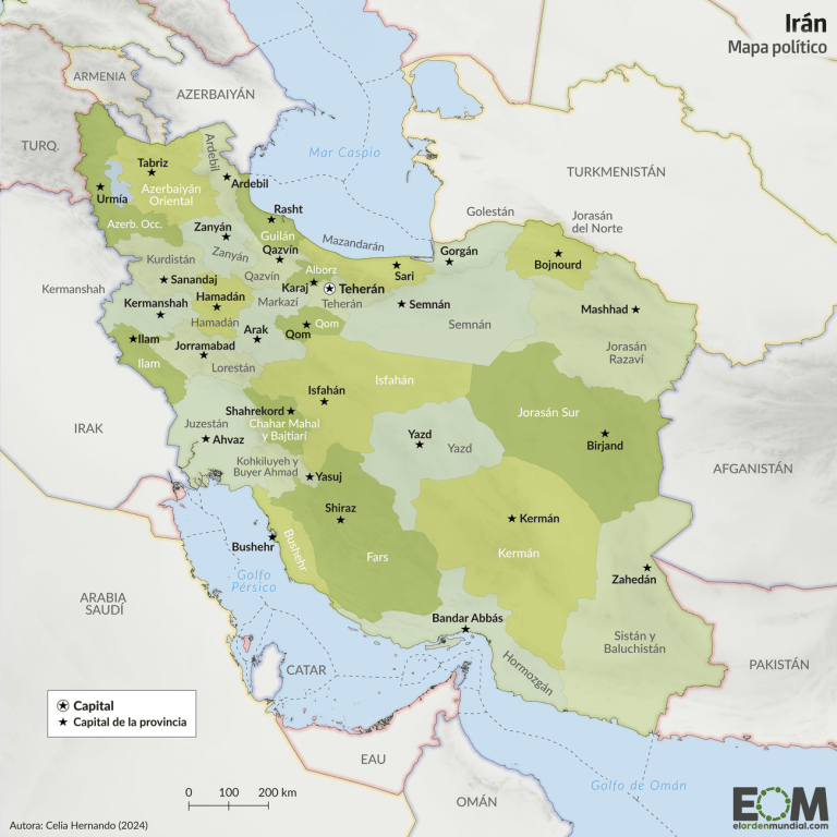 El mapa político de Irán - Mapas de El Orden Mundial - EOM