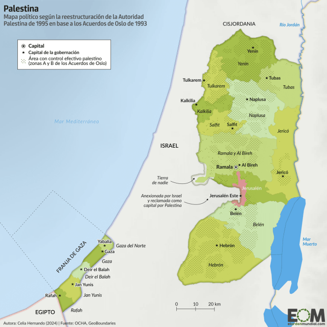 El mapa político de Palestina - Mapas de El Orden Mundial - EOM
