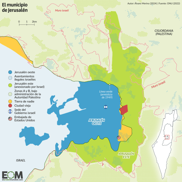 El mapa de Jerusalén, el gran símbolo de la ocupación israelí - Mapas ...