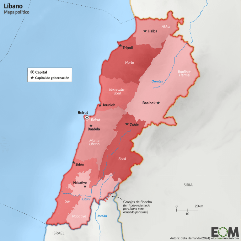El mapa político de Líbano - Mapas de El Orden Mundial - EOM