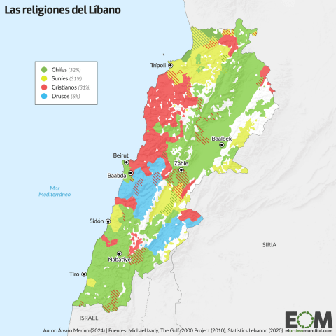 El mapa de las religiones del Líbano - Mapas de El Orden Mundial - EOM