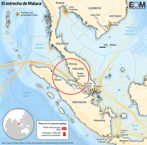 La geopolítica del estrecho de Malaca - Mapas de El Orden Mundial - EOM