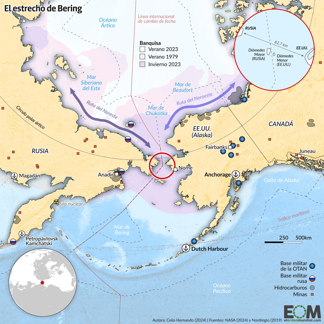 La geopolítica del estrecho de Bering, el paso marítimo que separa EE.UU. y Rusia - Mapas de El ...