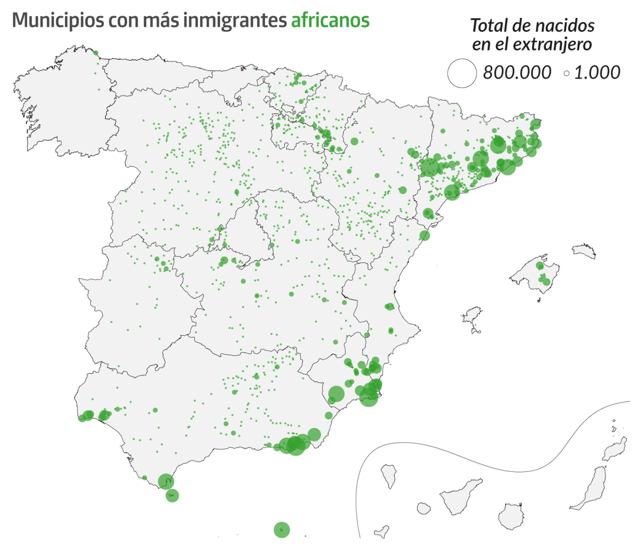 El mapa de la inmigración en España según su origen - Mapas de El Orden ...