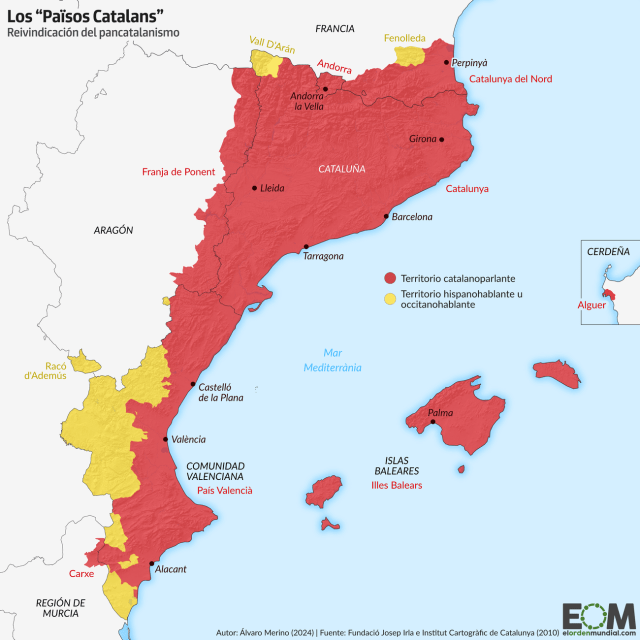 El mapa de los 'Països Catalans', la utopía del pancatalanismo - Mapas de El Orden Mundial - EOM