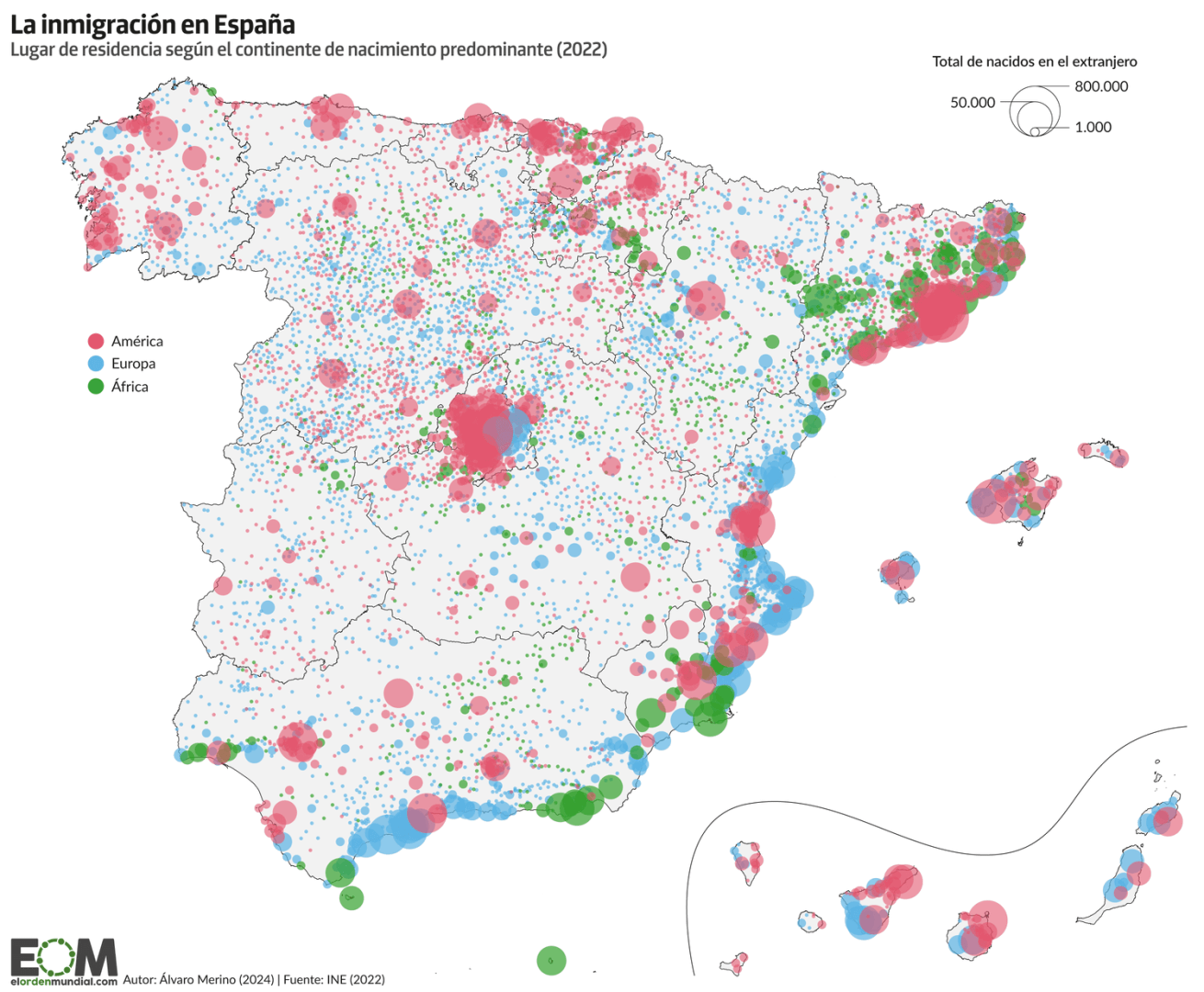 El mapa de la inmigración en España según su origen - Mapas de El Orden ...