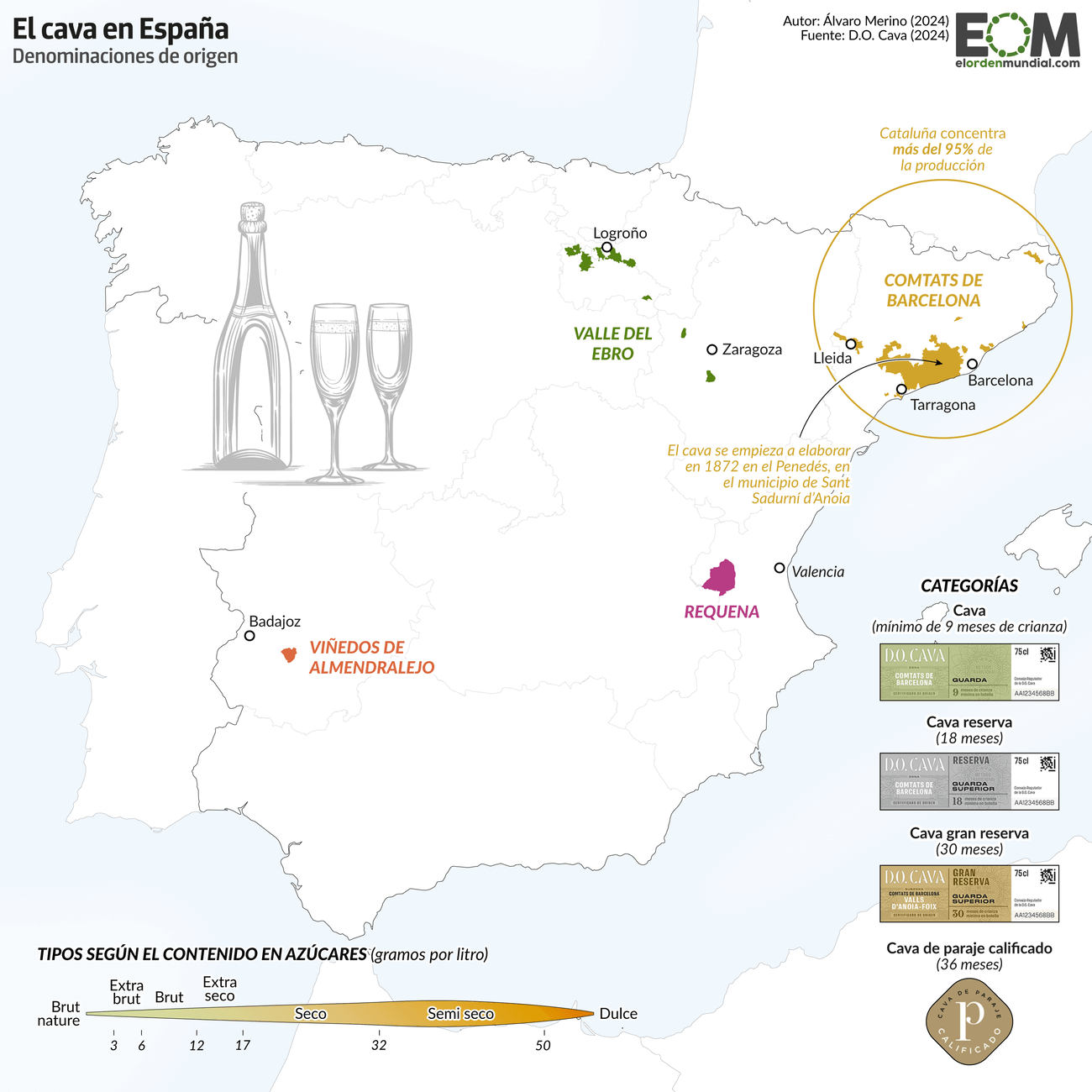 De Cataluña a Almendralejo: el mapa del cava en España - Mapas de El ...