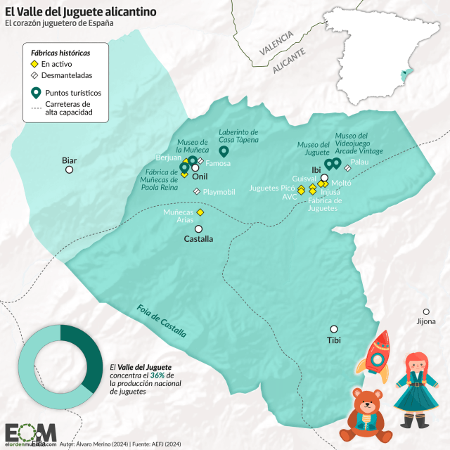 El mapa del Valle del Juguete de Alicante, el polo juguetero de España - Mapas de El Orden ...
