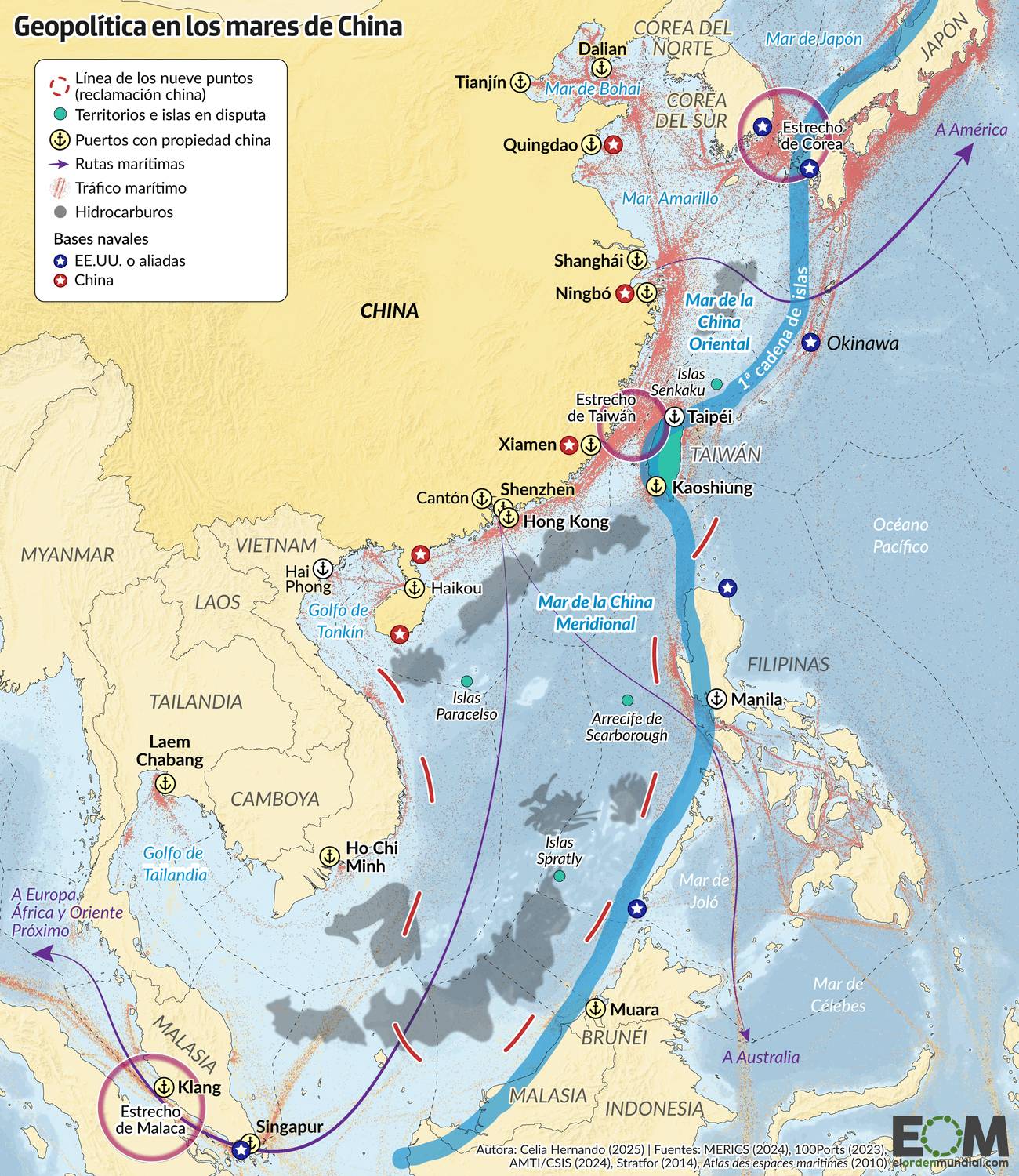 El mapa de la geopolítica del mar de China - Mapas de El Orden Mundial ...