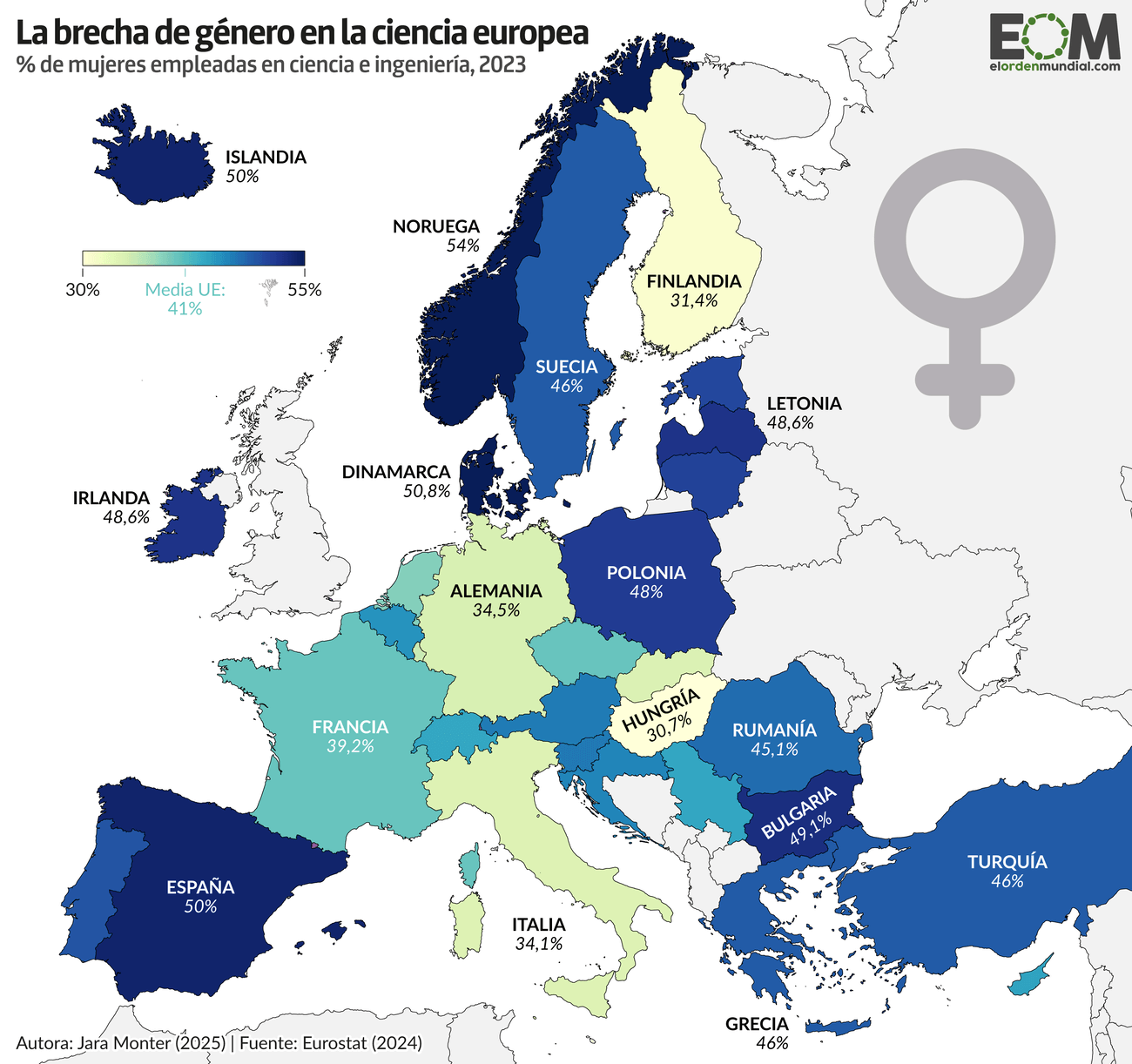 ¿Cuántas científicas e ingenieras hay en Europa? - Mapas de El Orden Mundial - EOM