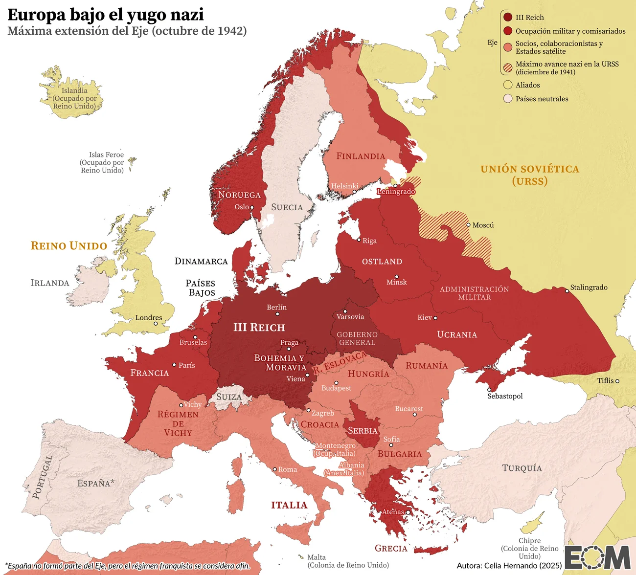 El mapa de Europa bajo la ocupación de la Alemania nazi - Mapas de El Orden Mundial - EOM