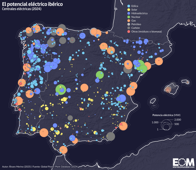 El mapa del sistema eléctrico ibérico - Mapas de El Orden Mundial - EOM