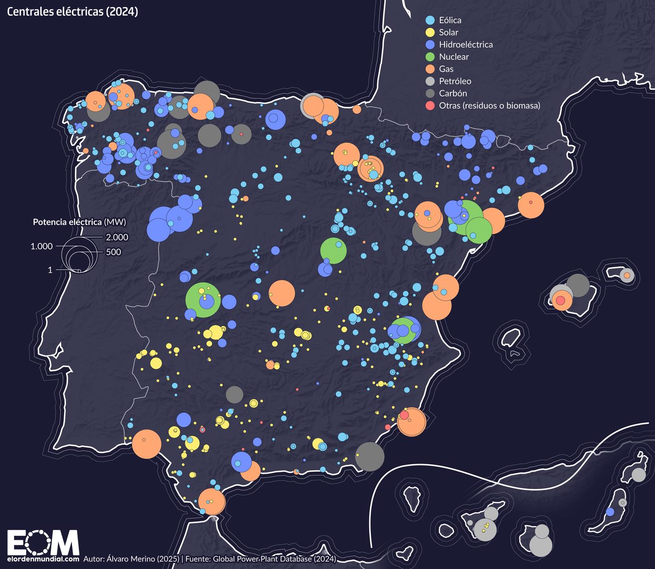 El mapa de las centrales eléctricas de España - Mapas de El Orden Mundial - EOM
