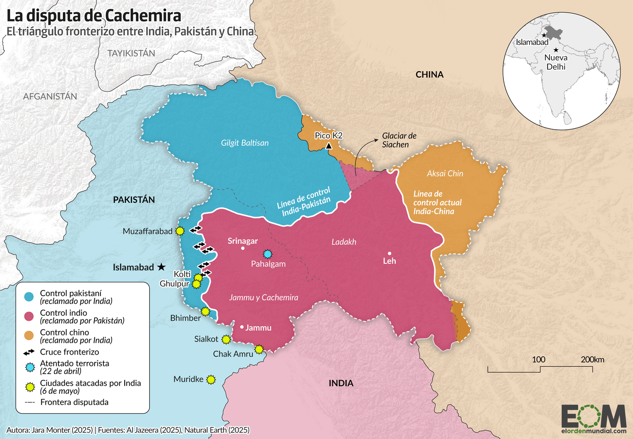 El mapa de Cachemira, la gran disputa territorial entre India y Pakistán - Mapas de El Orden ...
