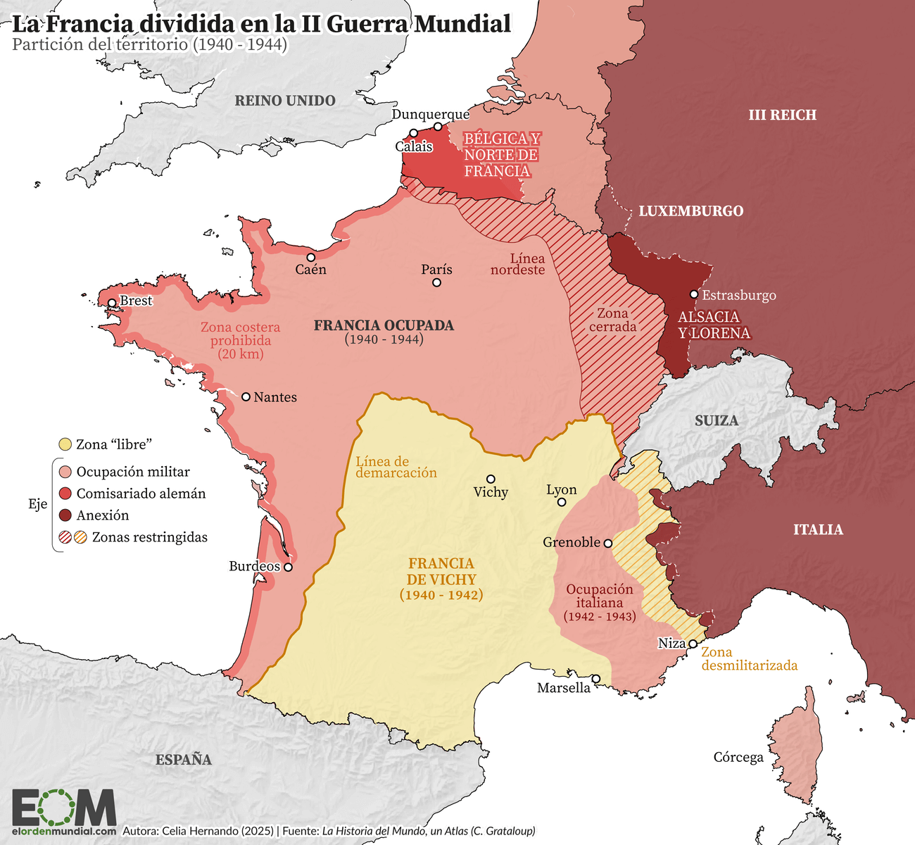 El mapa de la Francia dividida en la Segunda Guerra Mundial - Mapas de El Orden Mundial - EOM