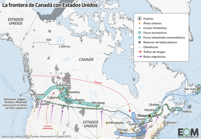 El mapa físico de Canadá - Mapas de El Orden Mundial - EOM